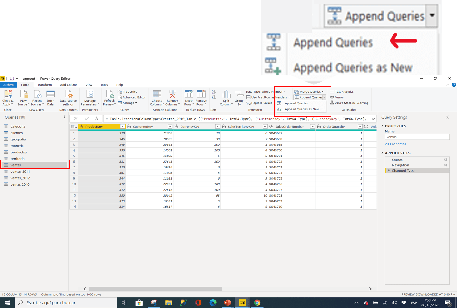 Anexar Consultas (Append Query ) en Power Bi Desktop – Bottonline